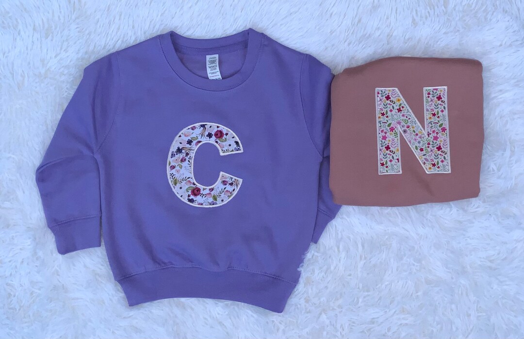 Personalised Kids Sweatshirt | Embroidered Floral Letter | Girls ...