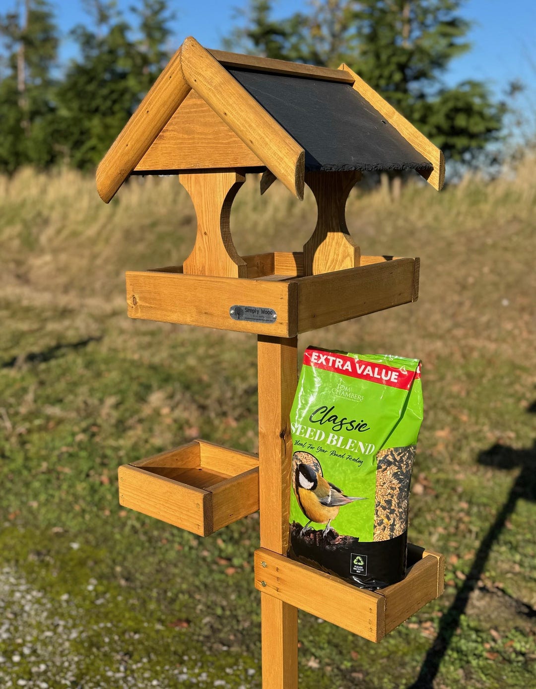 Simply Wood Shaftsbury Bird Table Slate Roof + FREE Bird Seed! - Etsy UK