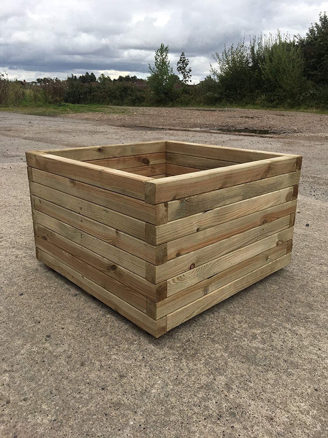 Simply Wood High Quality Tanalised Pressure Treated Square Planter - 3 ...