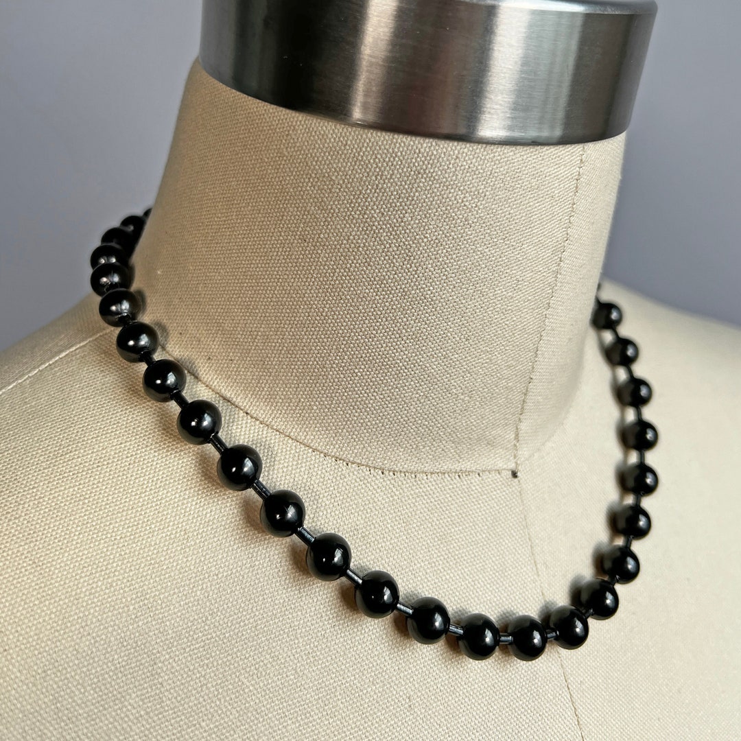 Black Large Ball Chain Necklace / Choker, 8mm Stainless Steel Oversized ...