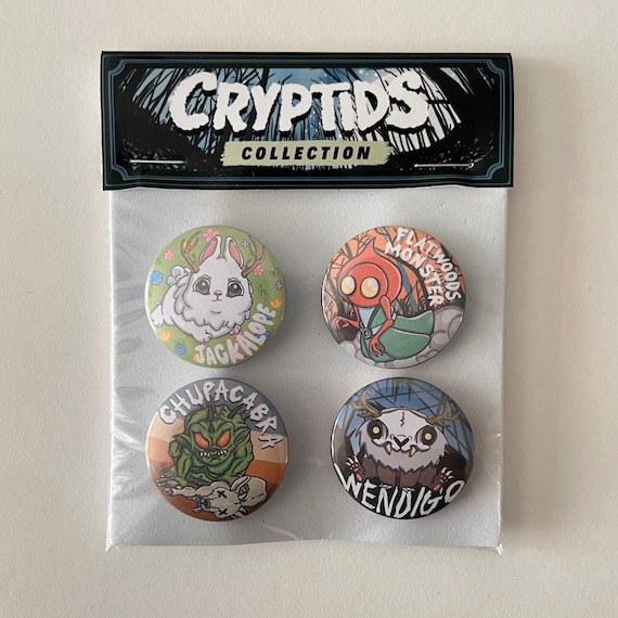 Cryptid Collection Pin Badge Set 4x32mm Metal Button Badges - Etsy
