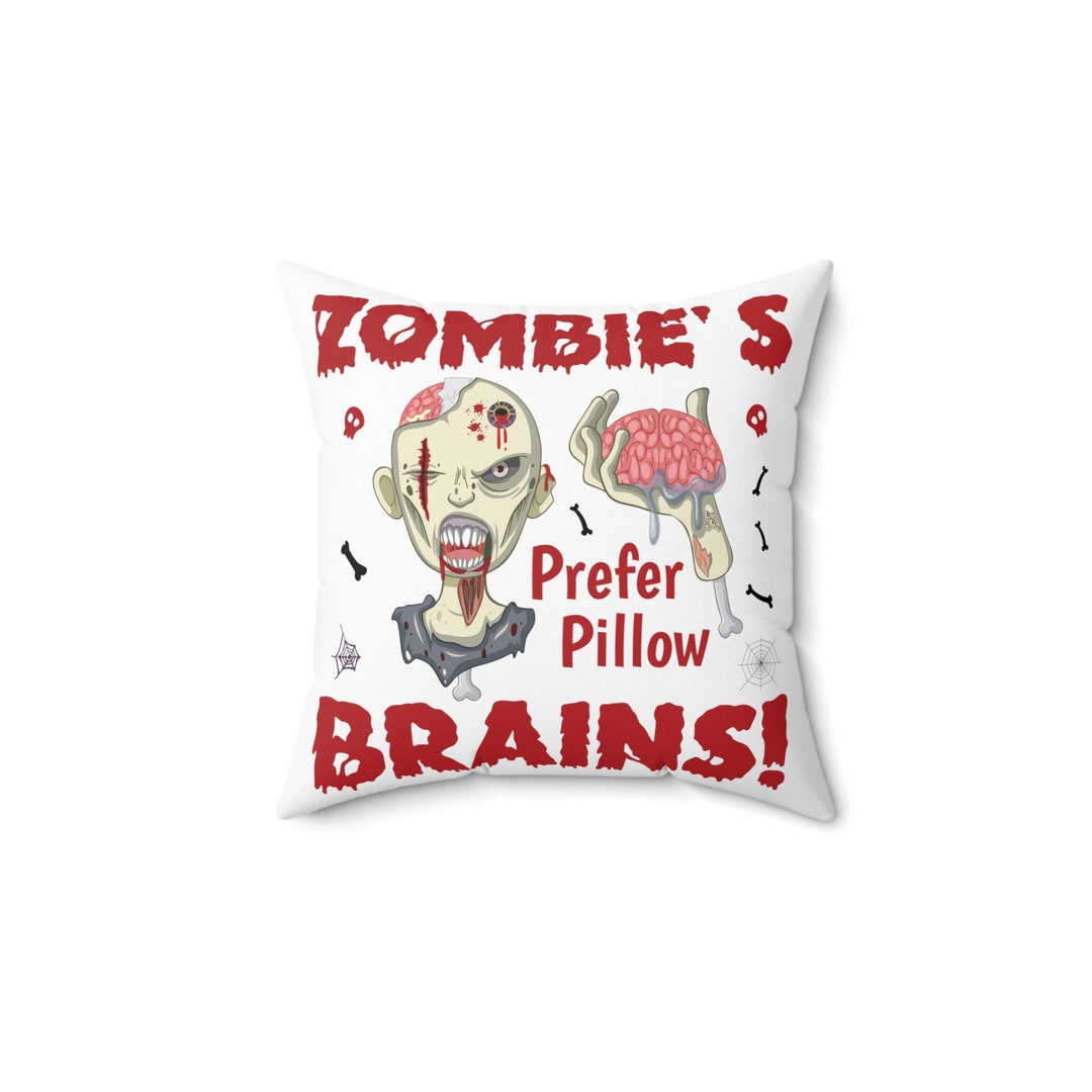 Zombies Prefer Pillow Brains Halloween Pillow - Etsy