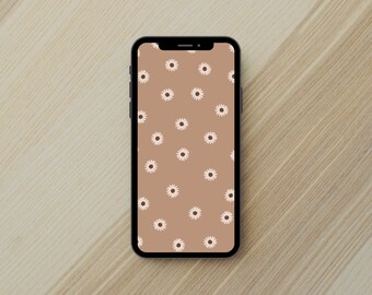 Daisy Phone Wallpaper | Black & Cream Phone Wallpaper | Pattern Phone ...