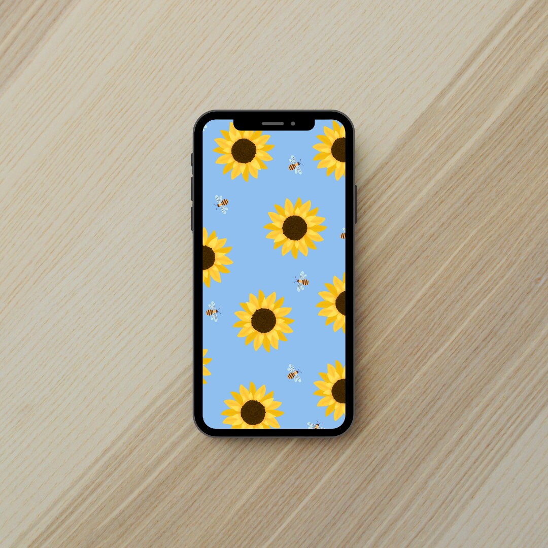 Sunflower and Bees Phone Wallpaper - Etsy