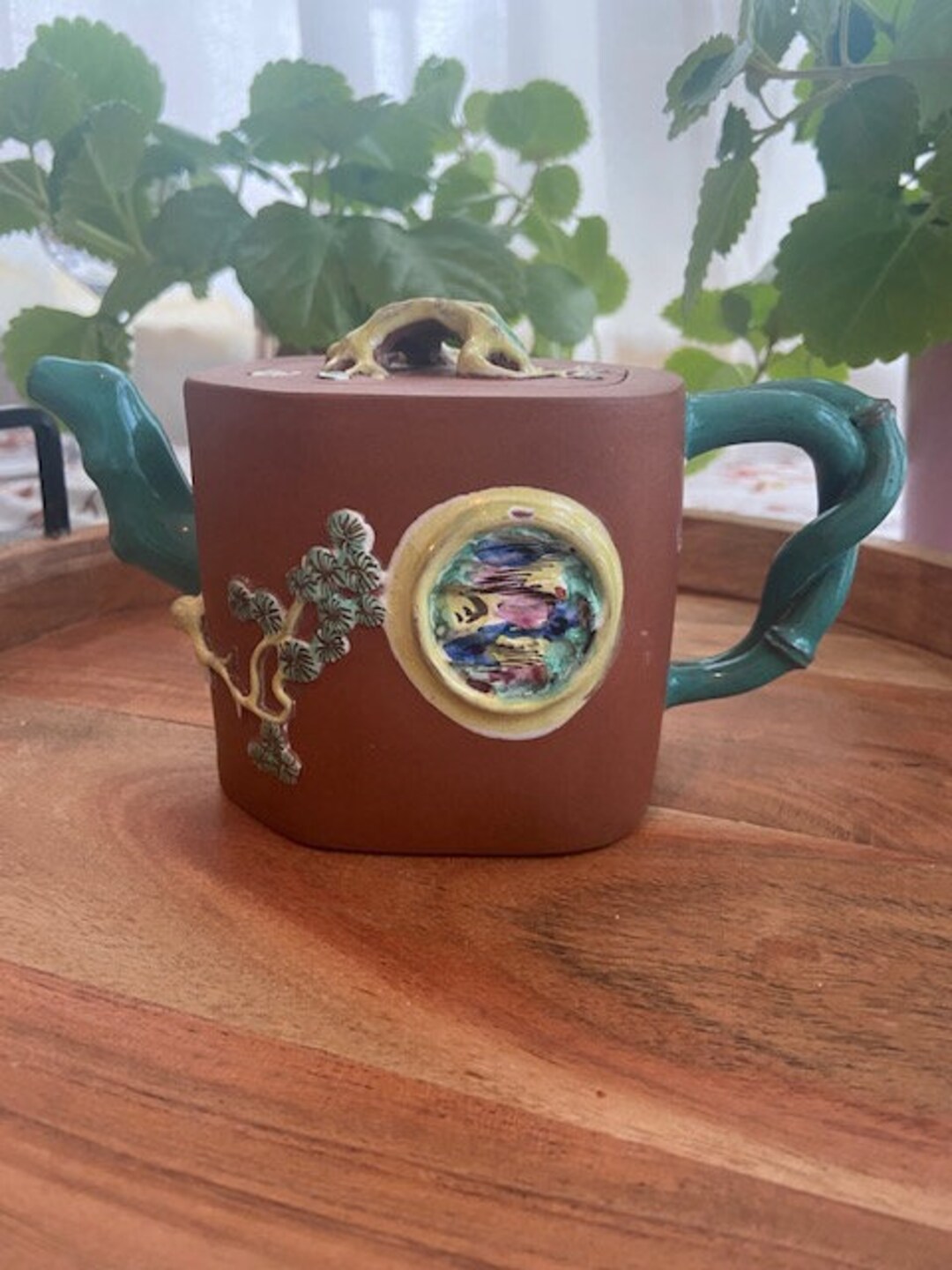 Antique Yixing Zisha Clay Tree Stump Teapot, Enameled, Marked and ...