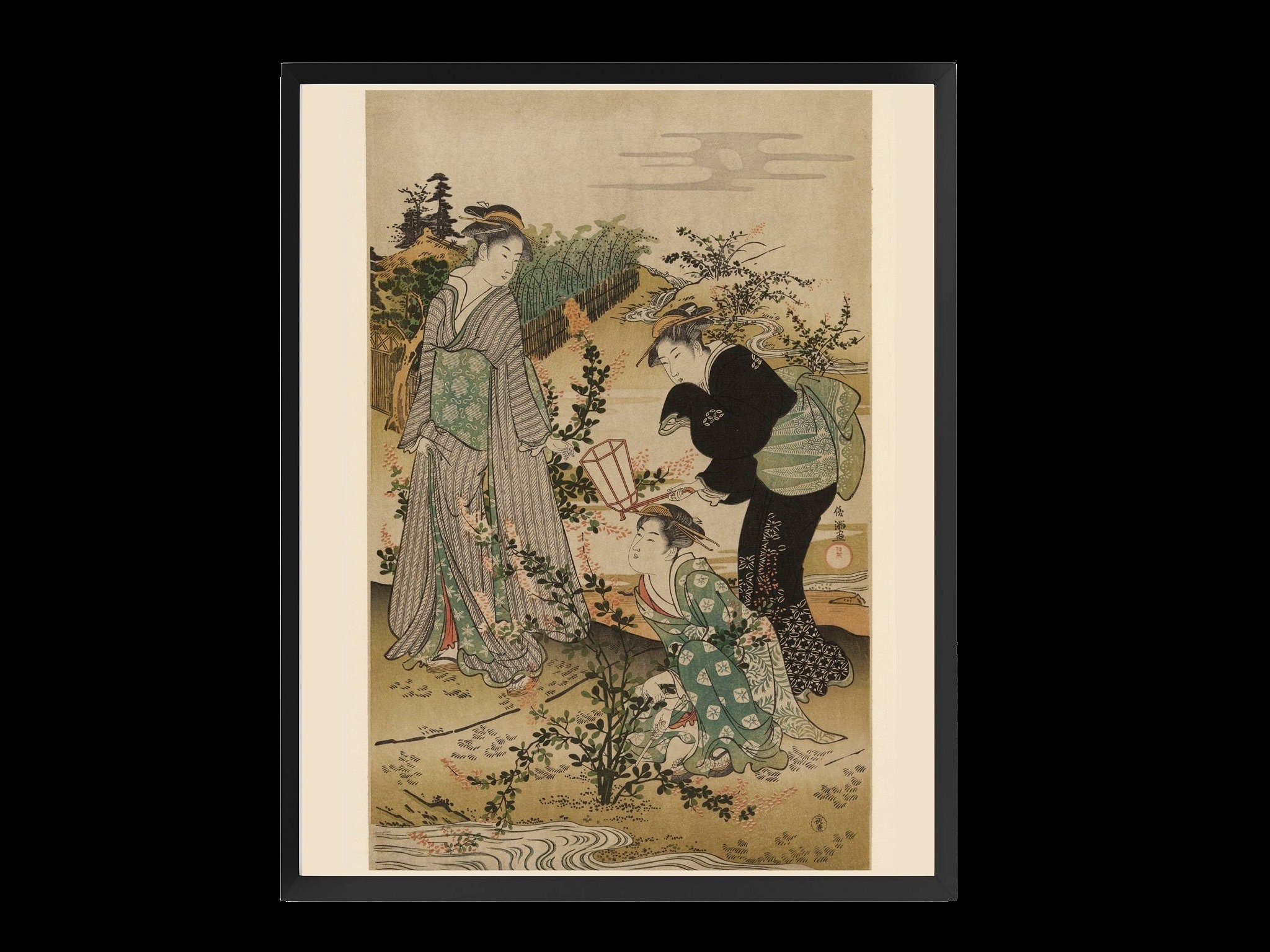 Japanese Print Three Women on the Tama River, Digital Download ...