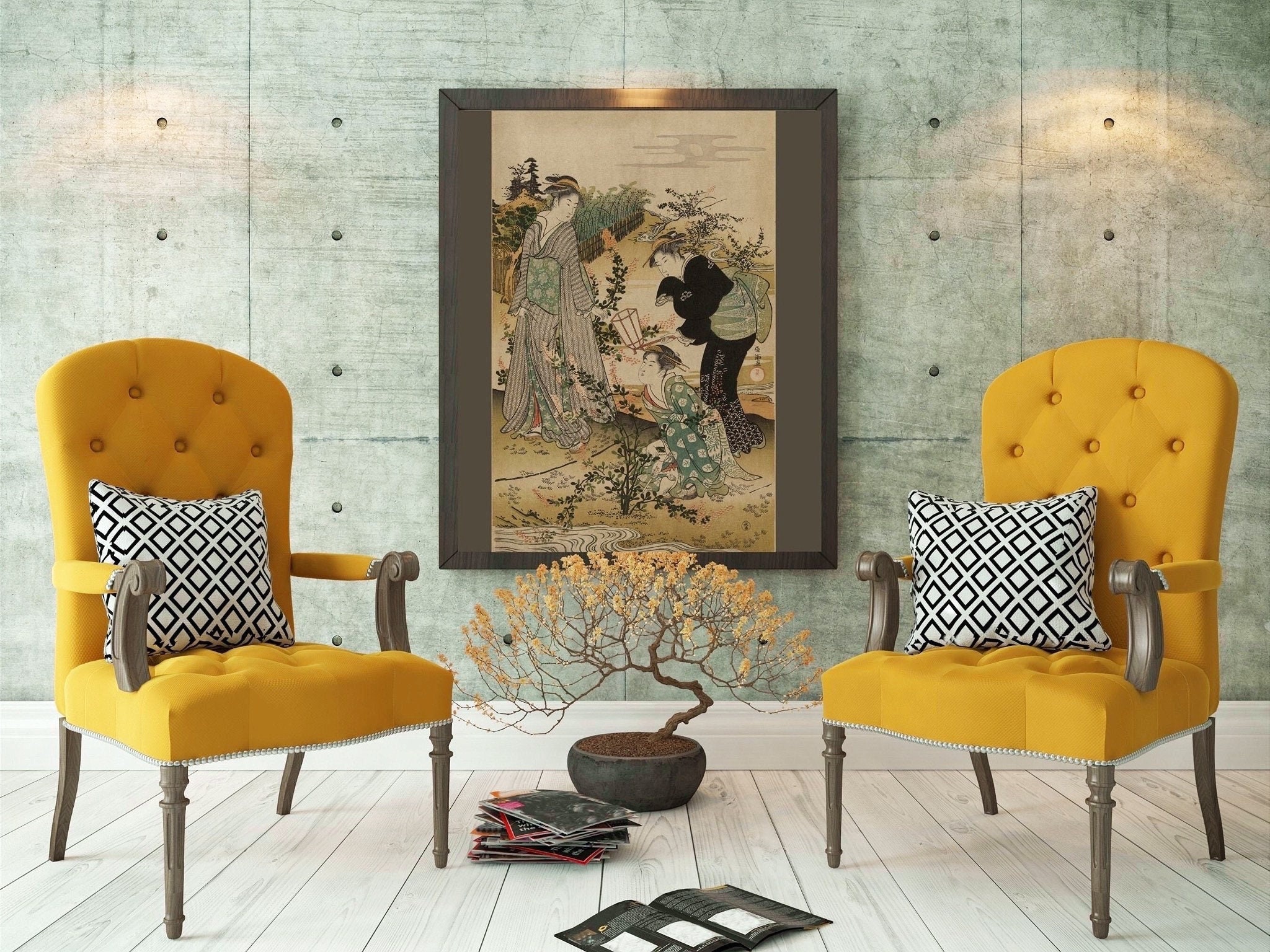 Japanese Print Three Women on the Tama River, Digital Download ...