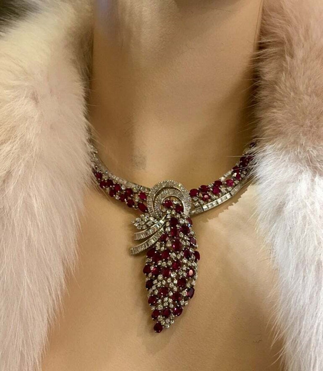 Ruby and Diamond Wedding Necklace, Multi Stone Necklace, Gemstone ...