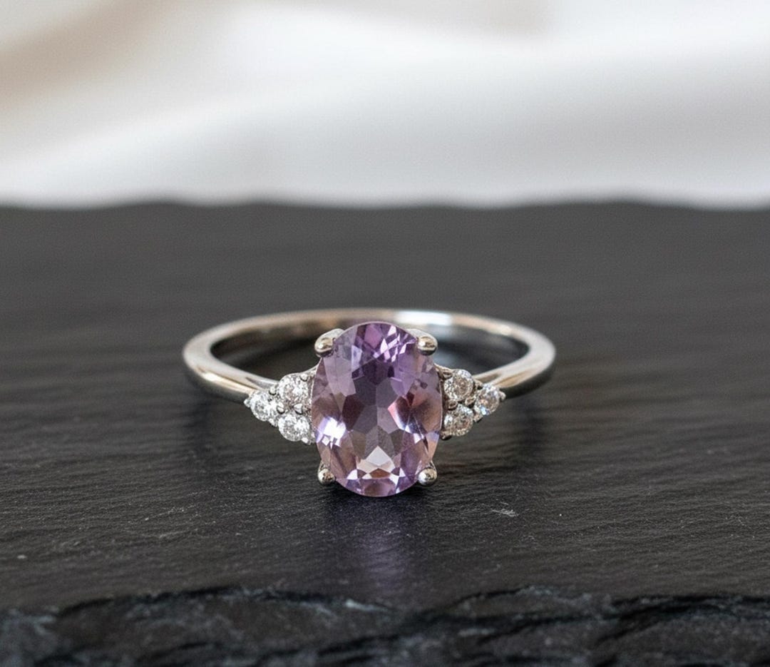 Amethyst Birthstone Ring, Seven Stone Wedding Ring, Gemstone Engagement ...
