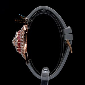 Trillion Shape Wristband Bracelet, Pink Sapphire With White Moissanite ...