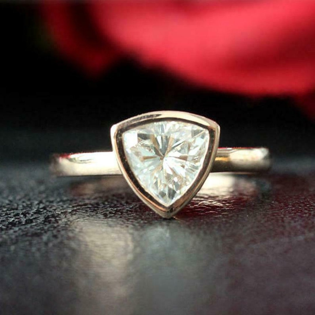 Minimalist Wedding Ring, Trillion Cut CZ Diamond Ring, Anniversary Gift ...