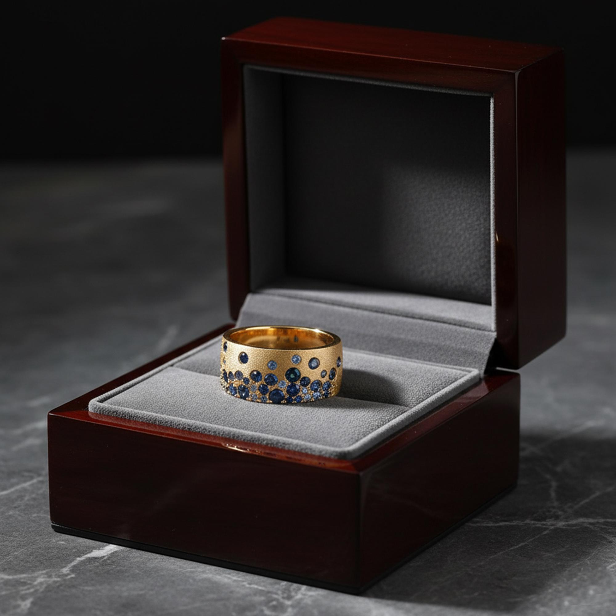Half Eternity Flush Setting Band, Blue Round CZ Stone Wedding Band ...