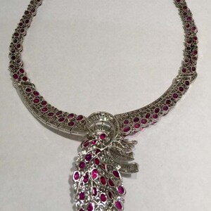 Ruby and Diamond Wedding Necklace, Multi Stone Necklace, Gemstone ...