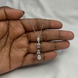 Women's Vertical Line Pendant, Multi Cut Moissanite Diamond Five Stone ...