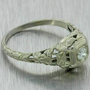 Antique Victorian Wedding Ring, Engraving Vintage Ring, Round Cut ...