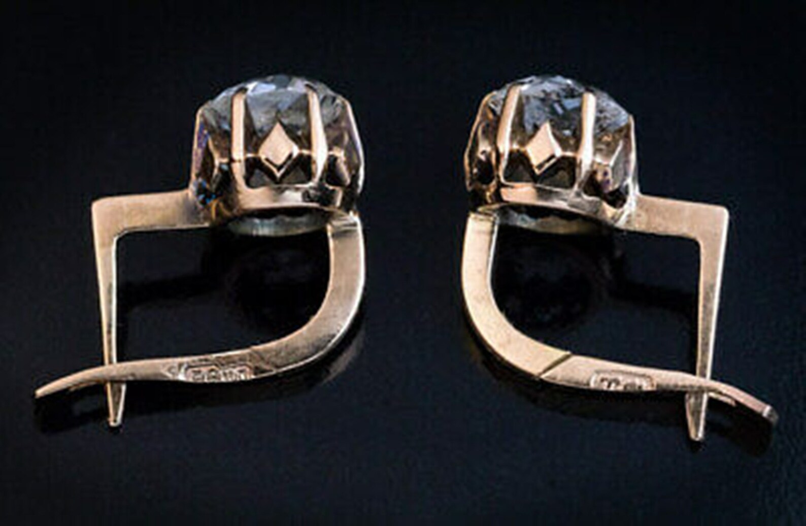 Old Mine Cut Moissanite Diamond Drop Earring, Solitaire Omega Back ...