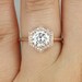 Hexagon Shape Ring, Round Cut Moissanite Diamond Ring, Halo Wedding ...