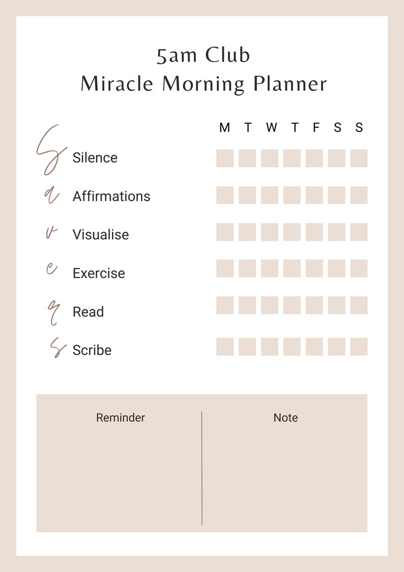 5am Club Planner / Miracle Morning Accountability Journal - Etsy