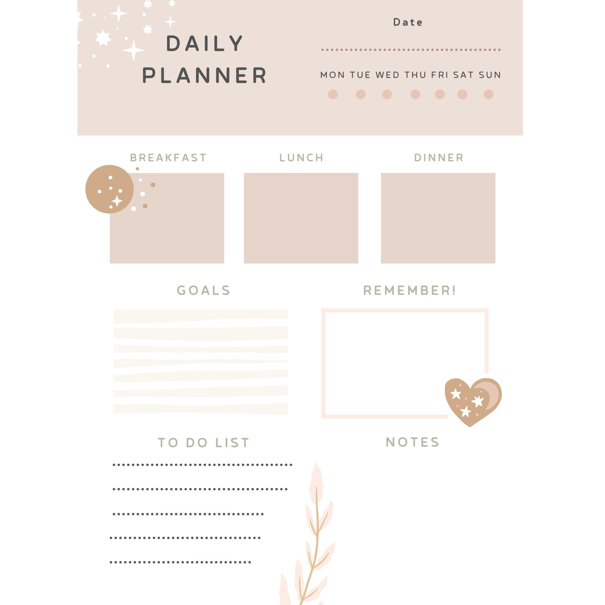 Daily Planner Printable | Digital Download | Meal Planner| to Do List ...