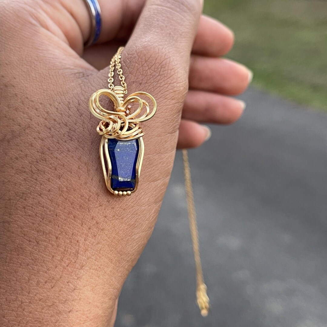 Mini Crystal Coffin Wire Wrap Pendant - Etsy