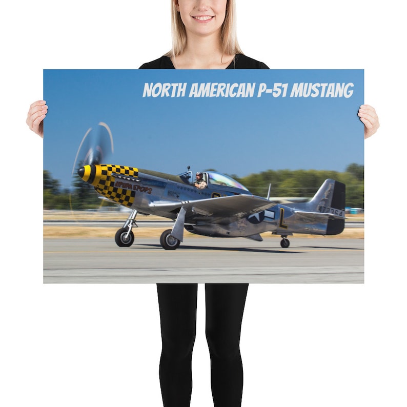 North American P-51 Mustang Poster, WWII Poster, Airplane Poster ...