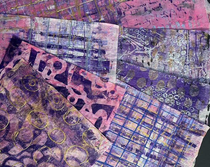 Collage Off-cut Bundles and Mixed Media Papers- Gel Printed- Painted ...