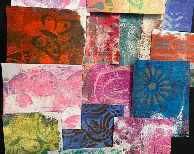 Gelli Printed Card Stock Lot, Cards, Ephemera, Painted, Card Stock ...