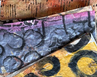 Collage Off-cut Bundles and Mixed Media Papers Gel Printed Painted ...
