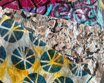 Collage Off-cut Bundles and Mixed Media Papers Gel Printed Painted ...