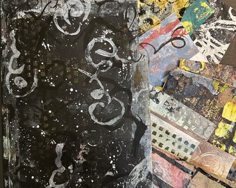 Jewel Toned Collage Off-cut Bundles and Mixed Media Papers Gel Printed ...