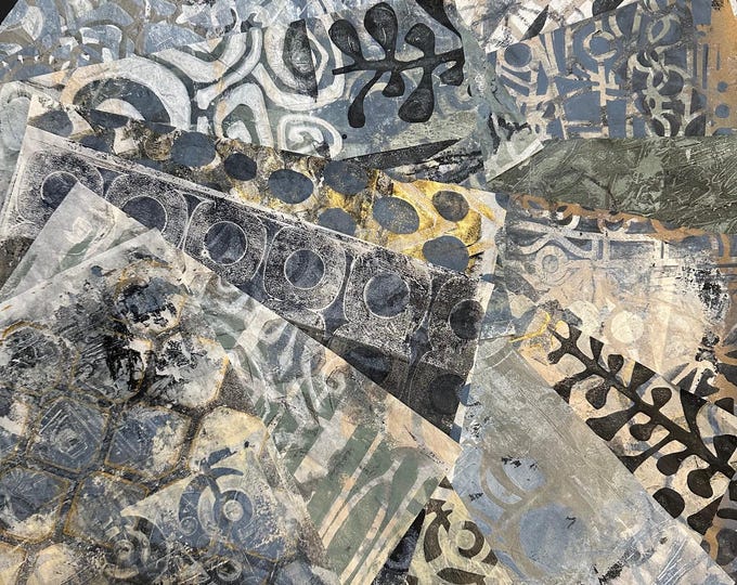 8x11 Hand-painted Abstract Gelli Prints – Original Monoprint for ...
