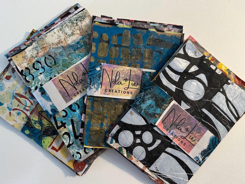 Handmade Gelli Print Paper Pack • 5x7 Mixed Media Collage - Etsy