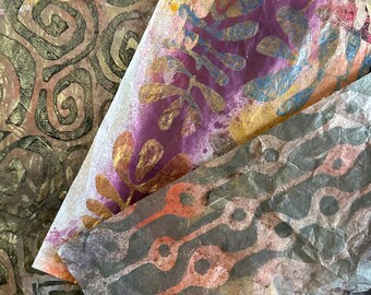 Collage Off-cut Bundles and Mixed Media Papers Gel Printed Painted ...