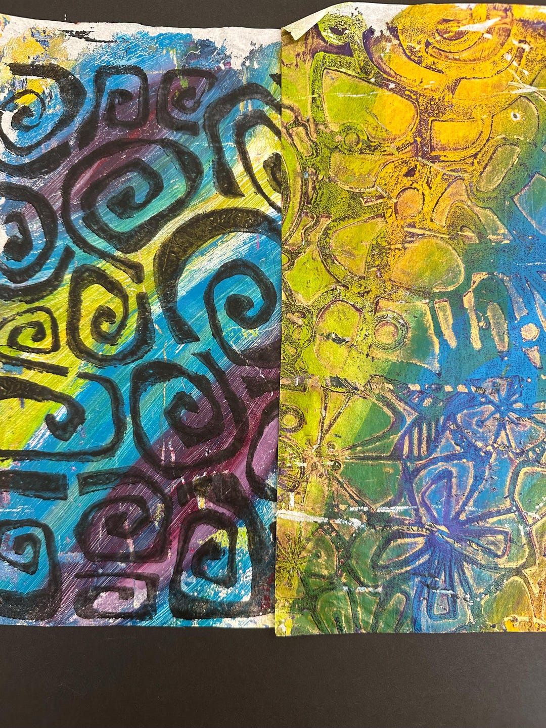 Collage 9x12 Inch Bundles, Mark Making, Gel Printed, Mixed Media Papers ...