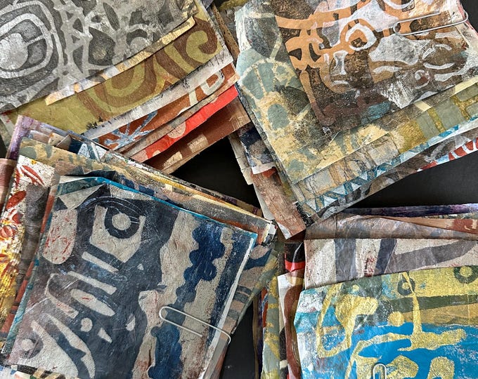 Collage Off-cut Bundles and Mixed Media Papers- Gel Printed- Painted ...