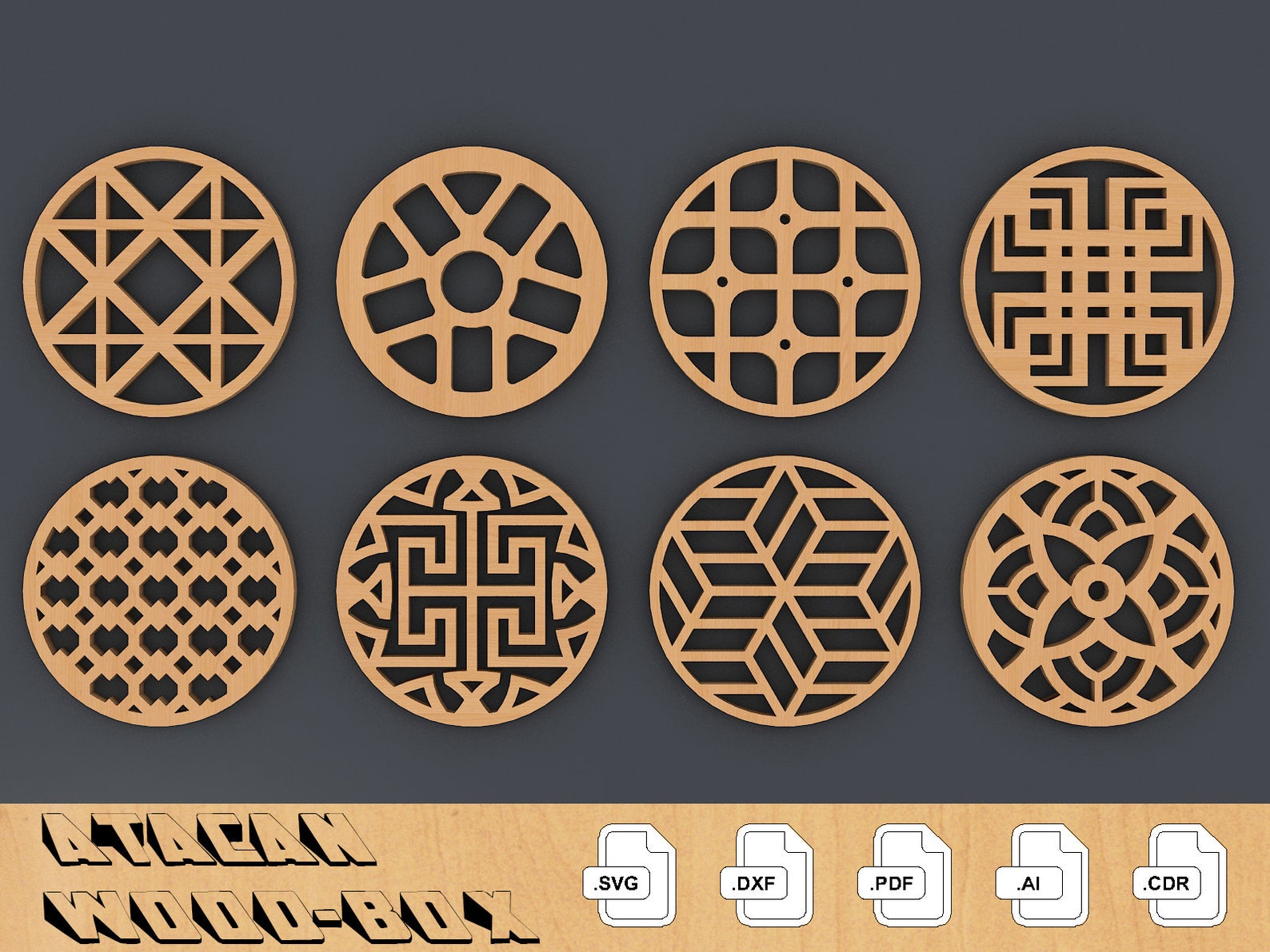 Round Coasters Laser Cut File/ SVG DXF CDR /digital - Etsy UK