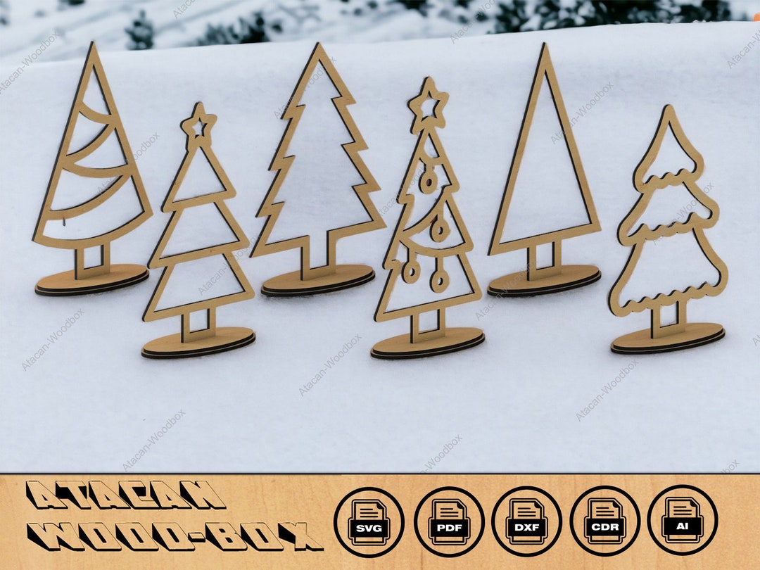 Standing Christmas Trees I Laser Cut SVG DXF Noel Tree Gift Templates ...