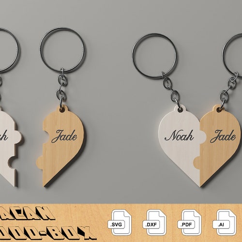 Couple Heart Keychain Laser Cut Files / Our Hearts Keyring - Etsy Australia