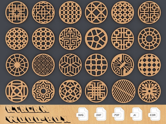 Coaster Bundle Templates Vector Digital SVG DXF Files Instant - Etsy