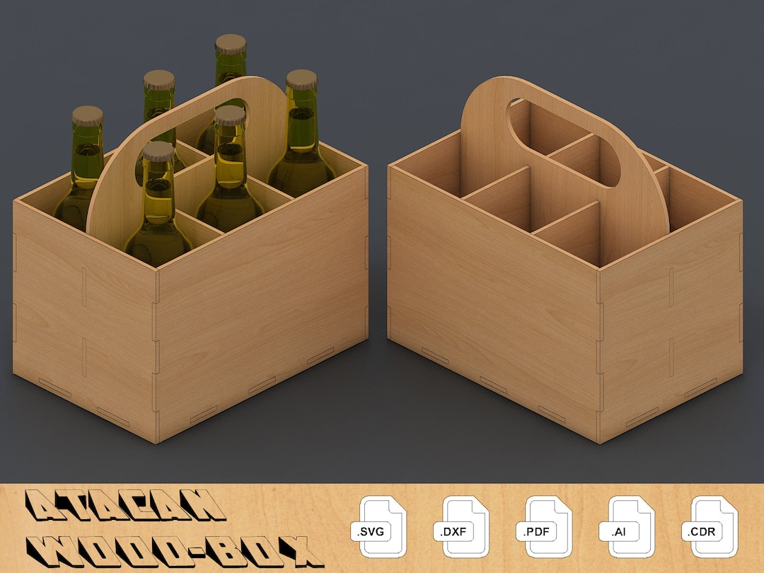 Beer Box Laser Cut SVG Files Wooden Soda Beer Crate Carrier Holder ...
