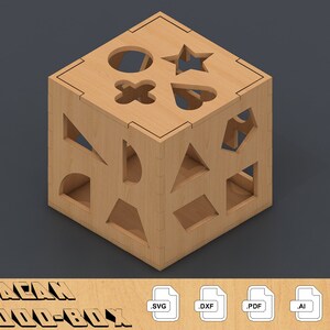 Shape Sorting Cube / Laser Cut Files / Developmental Toy / Instant ...