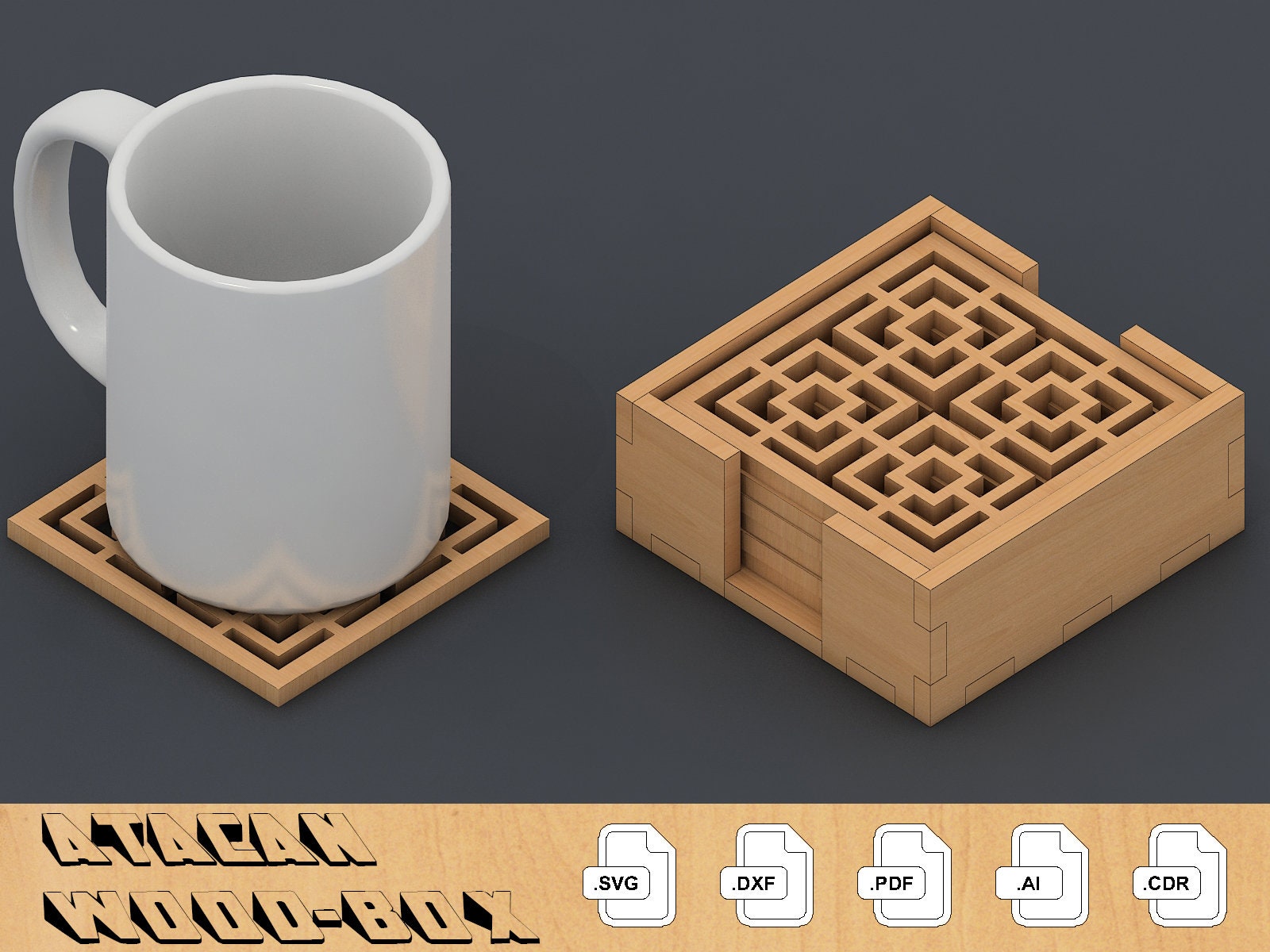 Laser Cut Coasters and Decor SVG DXF Files Instant Download - Etsy UK