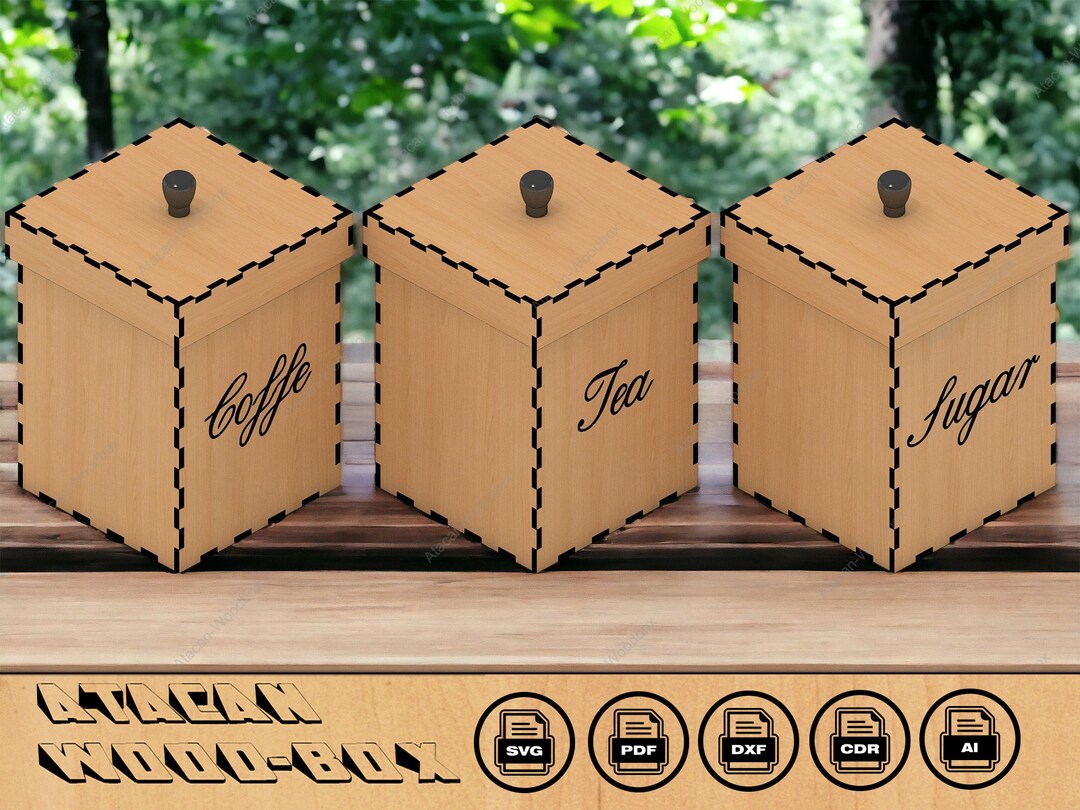 Coffe Box Laser Cut File Tea Box SVG File Glowforge, Sugar Box Digital ...