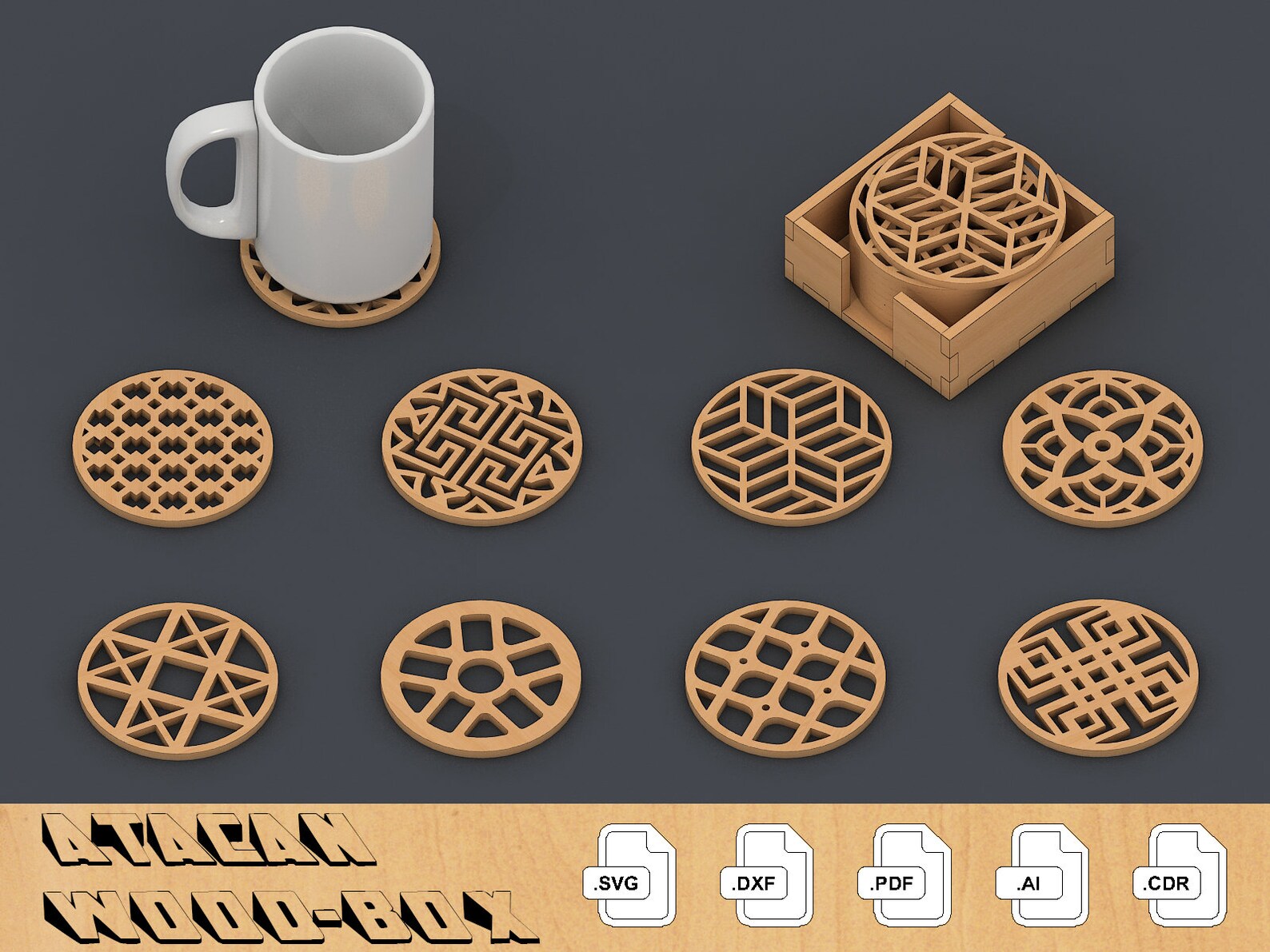 Round Coasters Laser Cut File/ SVG DXF CDR /digital | Etsy UK