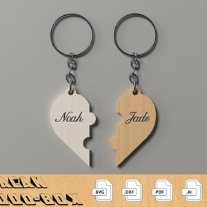 Couple Heart Keychain Laser Cut Files / Our Hearts Keyring - Etsy Australia