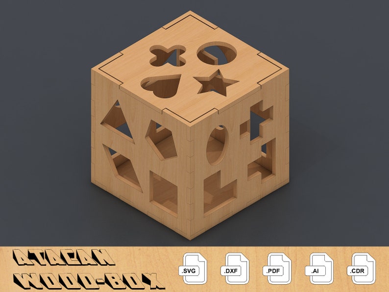 Shape Sorting Cube / Laser Cut Files / Developmental Toy / - Etsy