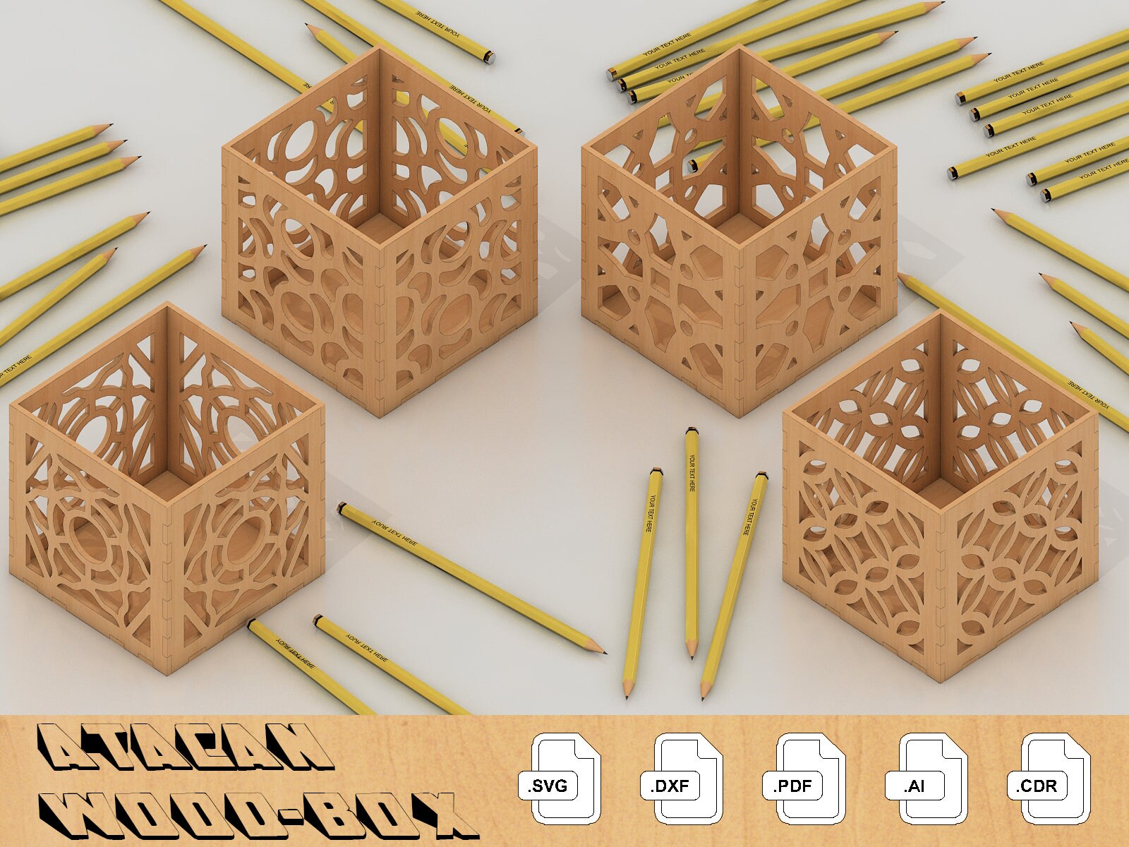 Laser Cut Files Box SVG Bundle / 4 Designs Laser Cut Vector - Etsy