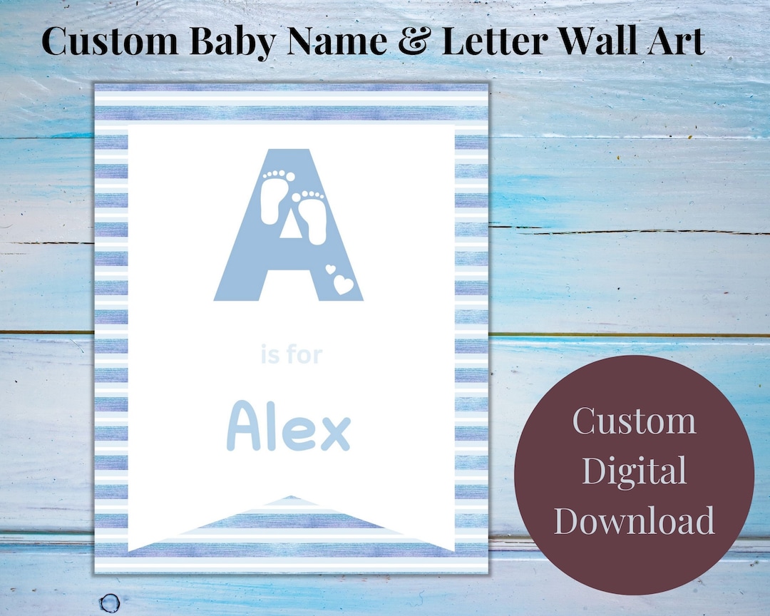Custom Baby Boy Name & Letter Printable Nursery Wall Art - Etsy UK
