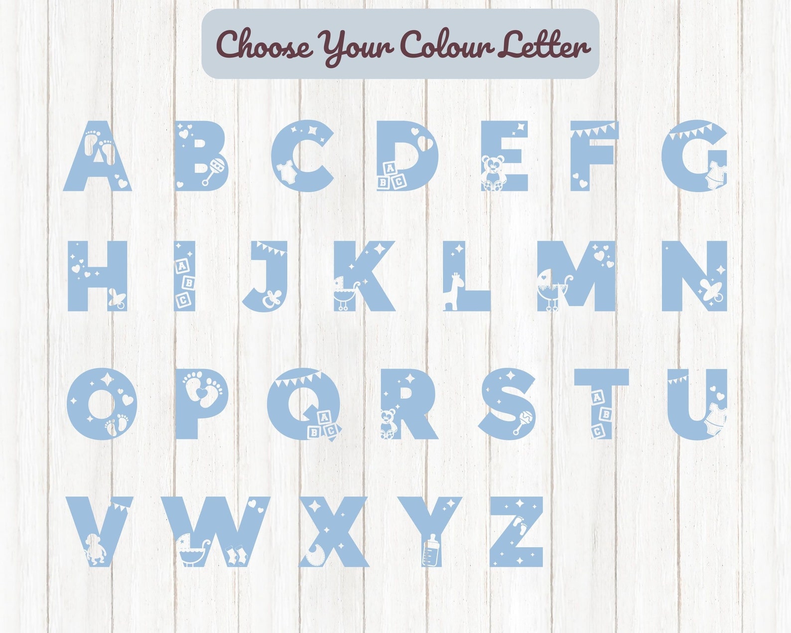 Custom Baby Boy Name & Letter Printable Nursery Wall Art Printable ...