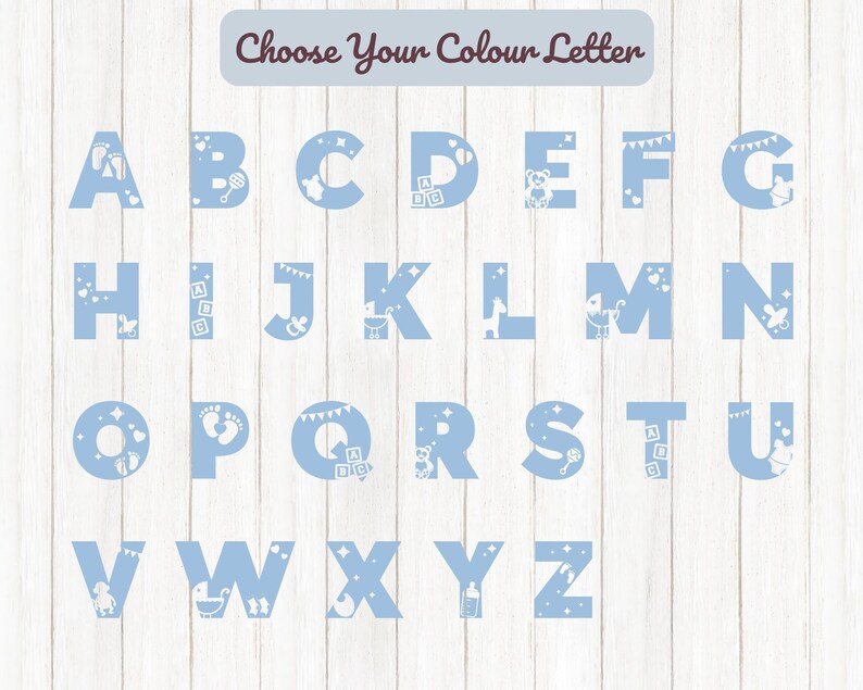 Custom Baby Boy Name & Letter Printable Nursery Wall Art Printable ...